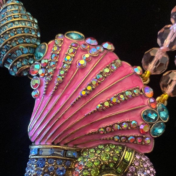 Jewelry | Gold Plated Pink Crystal Bead Enamel Rhinestones Nautilus ...